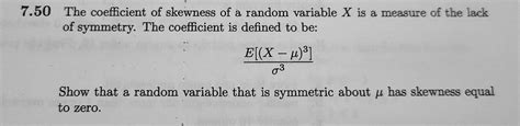 Solved The Coefficient Of Skewness Of A Random Variable Chegg