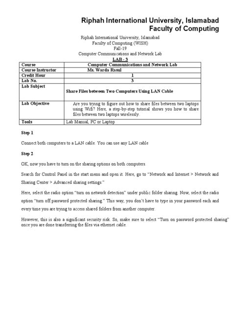 Ccn Lab 3 Pdf Ip Address Computer Network