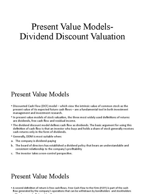 Dividend Discount Model Overview Pdf Free Cash Flow Stocks