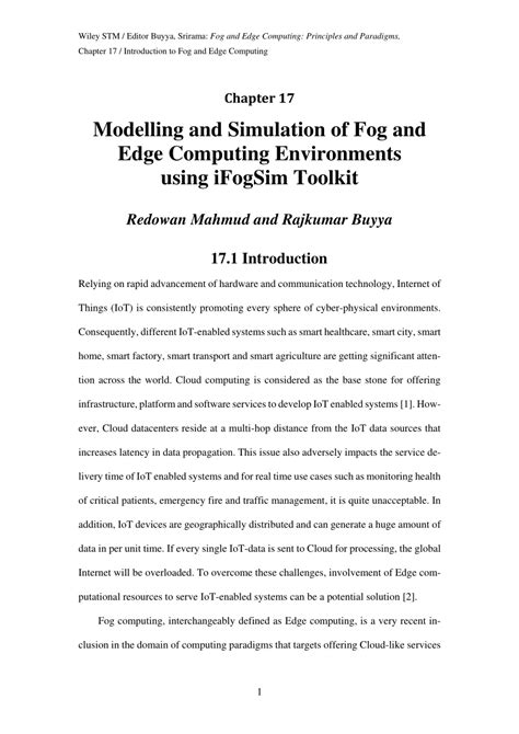 pdf modelling and simulation of fog and edge computing environments using ifogsim toolkit