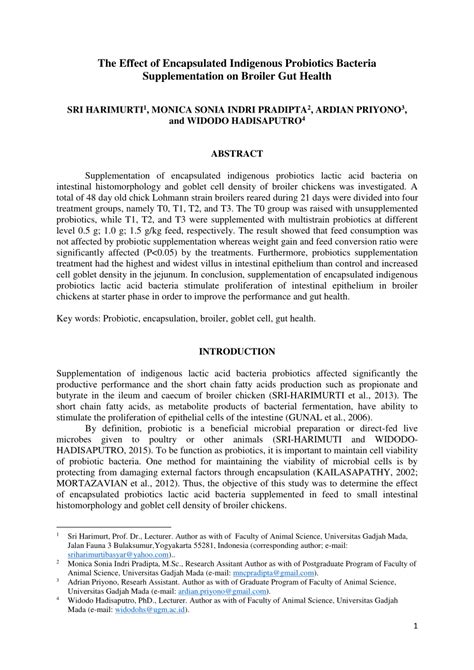 Pdf The Effect Of Encapsulated Indigenous Probiotics Bacteria