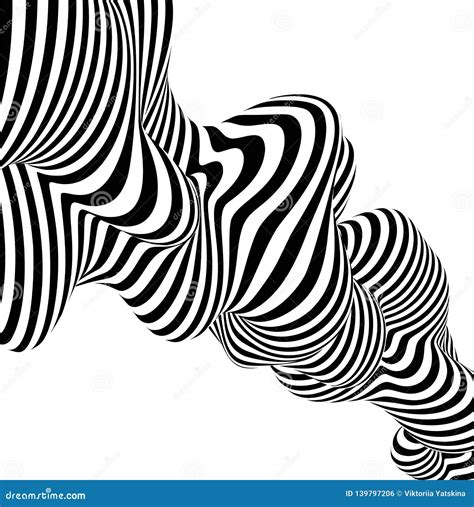 Abstract Striped Background Wave Design Black And White Line Vector