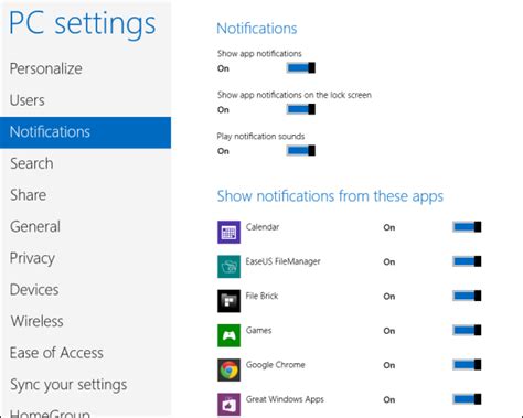 Managing Notifications In Windows 8