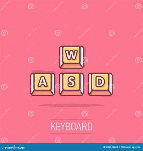 Wasd Button Icon In Comic Style Keyboard Cartoon Vector Illustration On Isolated Background