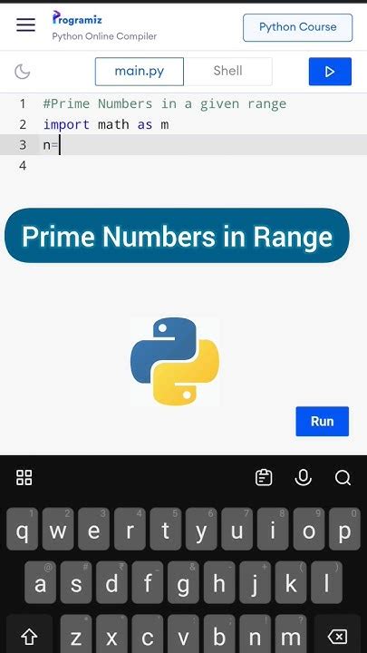 Prime Numbers In Given Range Python🤞 Shorts Pythonintelugu Python Youtube