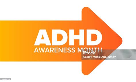 10 월에 Adhd 인식의 달 주의력 결핍 과잉 행동 장애 미국에서 매년 축하합니다 건강 관리 개념 포스터 인사말 카드 배너 및 배경 벡터 일러스트레이션 0명에 대한 스톡