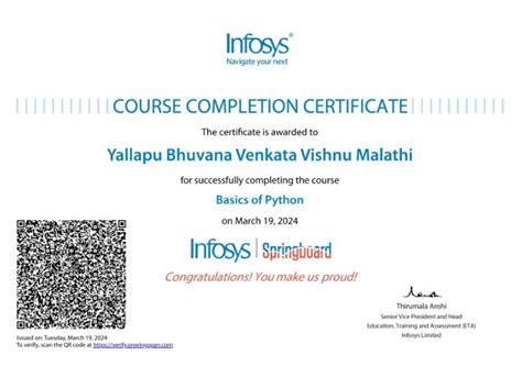 Python Certifiedlearner Infosysspringboard Yallapu Bhuvana Venkata