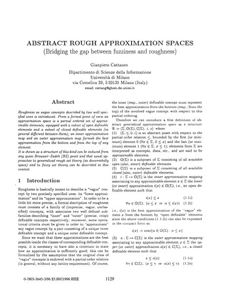 Pdf Abstract Rough Approximation Spaces Bridging The Gap Between
