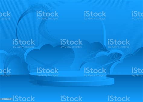 추상 블루 모형 제품 디스플레이 현실적인 벡터 3d 룸 실린더 받침대 연단 프레젠테이션을 위한 무대 쇼케이스 미래 공상 과학