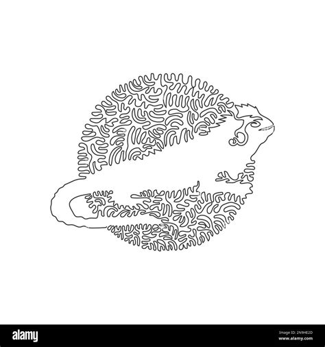Continuous Curve One Line Drawing Of Cute Iguana Abstract Art Single Line Editable Stroke