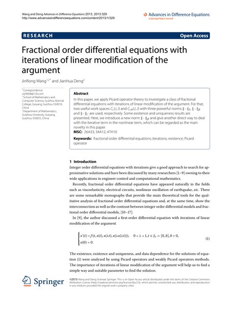 Pdf Fractional Order Differential Equations With Iterations Of Linear Modification Of The Argument
