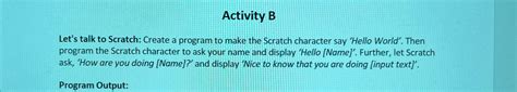 Solved Activity Blets Talk To Scratch Create A Program To