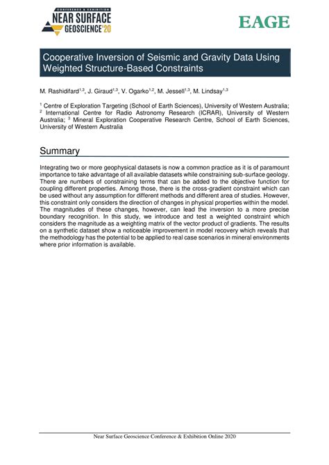 Pdf Cooperative Inversion Of Seismic And Gravity Data Using Weighted