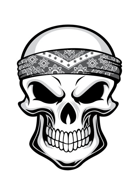 Skull Wearing Bandana 18990469 Vector Art At Vecteezy