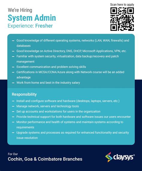 Claysys Technologies On Linkedin Hiring Hiringsystemadmin Systemadministrator