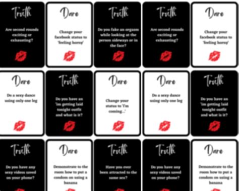 100 Dirty Truth Or Dare Cards Adult Party Game Truth Or Dare Drinking