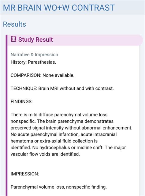 Mild Diffuse Parenchymal Volume Loss Rbrain
