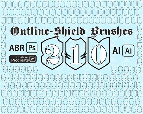 Outline Shield Brush Set Photoshop Brush Heraldic Design Usable In
