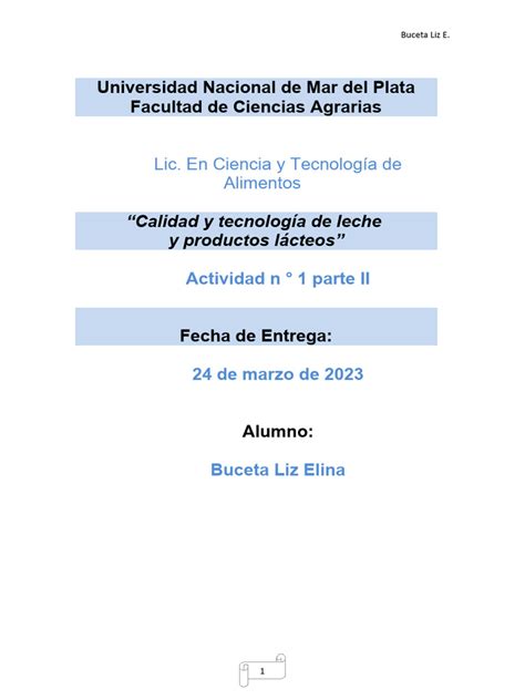 Actividad Nº1 Parte 2 Liz Elina Buceta Pdf Leche
