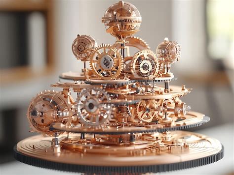 Kinetic Sculpture With Rotating Planetary Gears Symbolizing The
