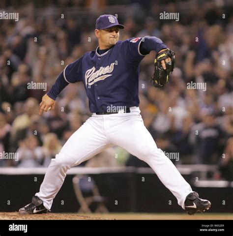 San Diego Padres Pitcher Trevor Hoffman Throws Against The San