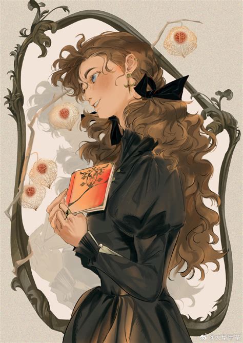 Safebooru 1girl Black Dress Blue Eyes Book Branch Brown Hair Chinese