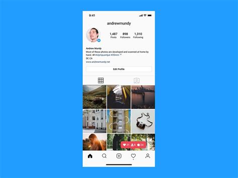 Free Instagram Ui Profile Mockup Figma