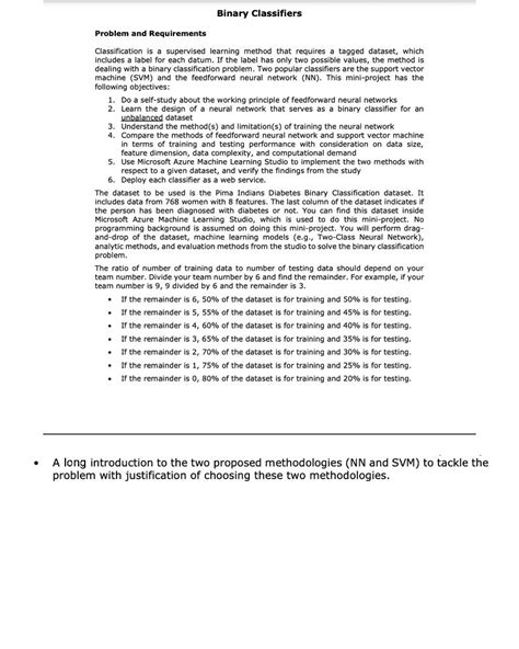 Binary Classifiers Problem And Requirements Chegg