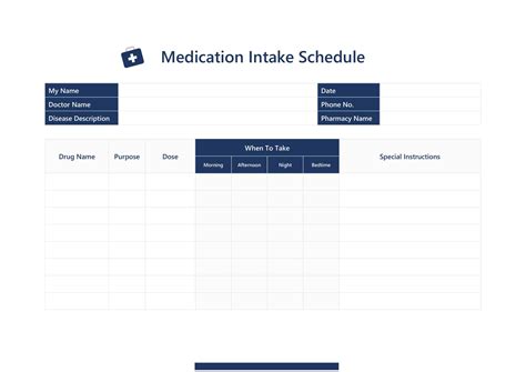 Free Printable Medication Schedule Templates 2 3 4 Times A Day Chart