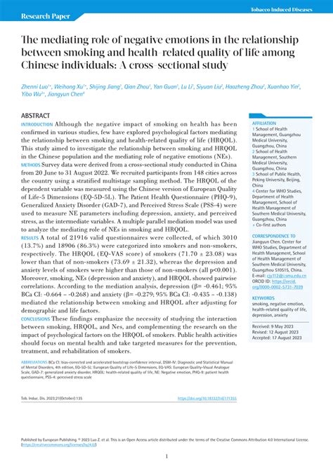 Pdf The Mediating Role Of Negative Emotions In The Relationship