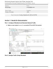 Packet Capture And Traffic Analysis Lab Wireshark Course Hero