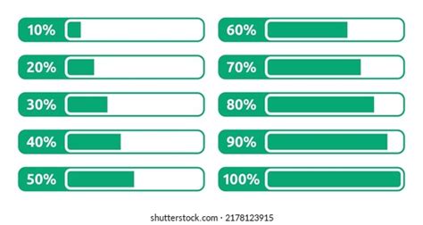 Percentage Progress Bar Collection Isolated On Stock Vector Royalty