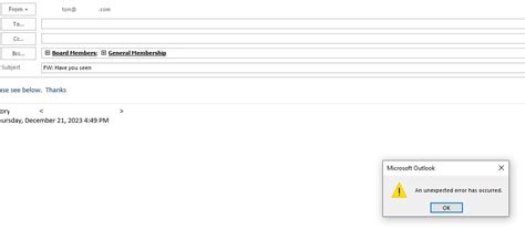 Outlook An Unexpected Error Has Occurred Scd Information Technology