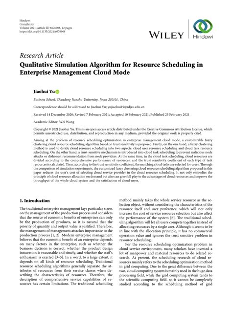 Pdf Qualitative Simulation Algorithm For Resource Scheduling In
