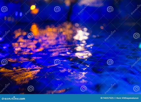 Blur Dark Blue Water Pool Moon Deep Sea Reflect In Night Time Stock