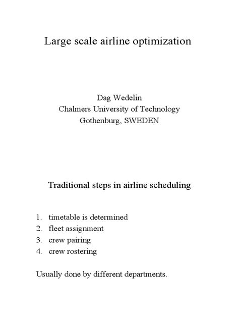 Airline Optimization Pdf Scheduling Production Processes Mathematical Optimization