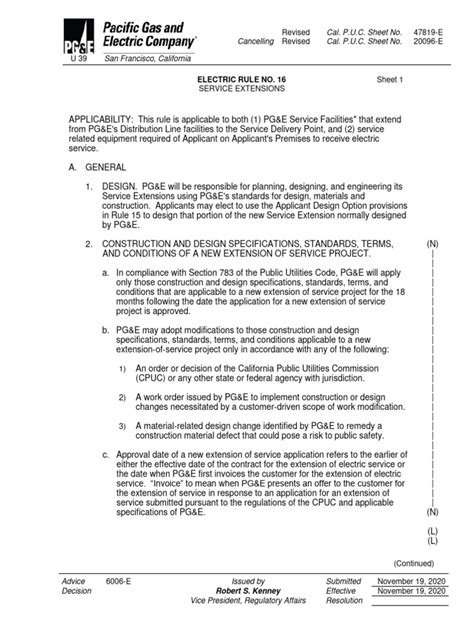 Pgande Electric Rule 16 Service Extensions Pdf Pacific Gas And
