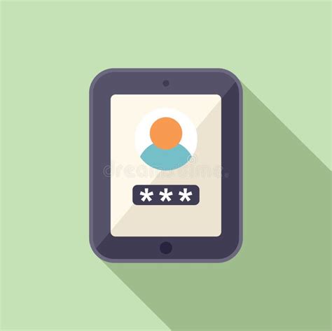 Tablet Password Icon Flat Vector Data Privacy Stock Vector