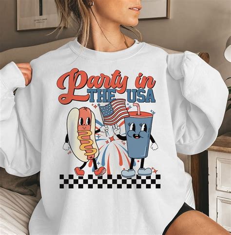 Party In The Usa Funny Fourth Of July Sweatshirt Retro Red White And