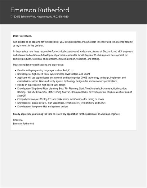 Vlsi Design Engineer Cover Letter Velvet Jobs