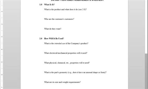 Customer Requirements Checklist Within New Business Requirements Questionnaire Template