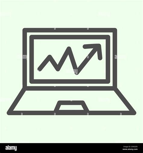 Computer Graph Line Icon Analytic Or Statistics Chart On Monitor Screen Outline Style Pictogram
