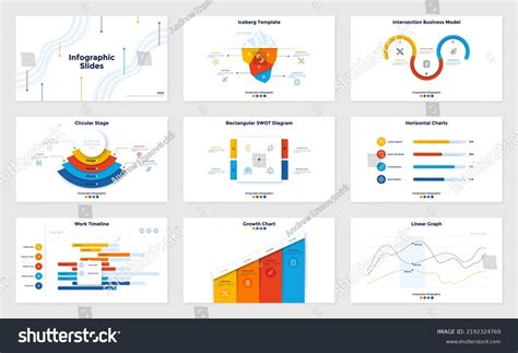 Bundle Infographic Presentation Slides Linear Graph Stock Vector