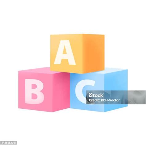 노란색 빨간색 및 파란색 큐브와 영어 문자 3d 아이콘 블록에 대한 스톡 벡터 아트 및 기타 이미지 블록 알파벳 순서 3차원 형태 Istock