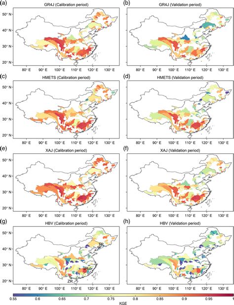 The Kge Values Of Four Hydrological Models During Calibration And