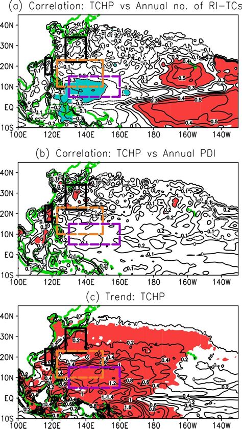 Correlation Maps A Between The Tchp And Annual Number Of Ri Tcs And Download Scientific