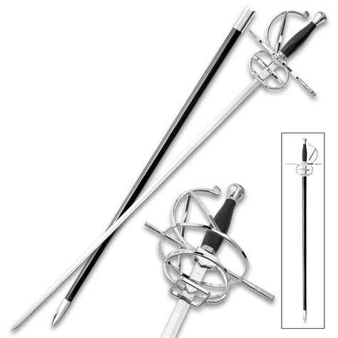 44 Medieval Renaissance Rapier Fencing Sword With Swept Hilt Guard