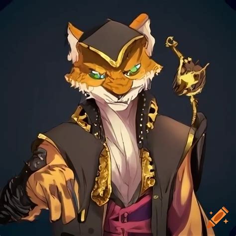 Anime Style Illustration Of A Black Tabaxi Pirate On Craiyon