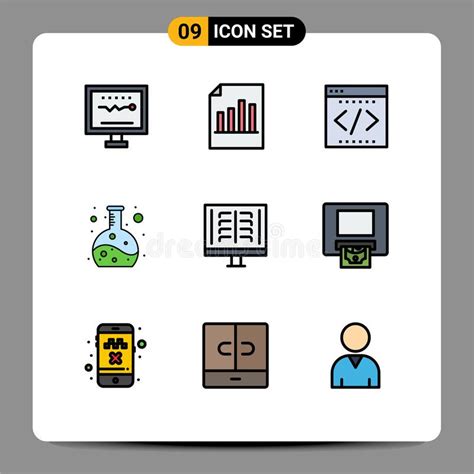 Mobile Interface Filledline Flat Color Set Of 9 Pictograms Of Flask Chemistry Report Startup