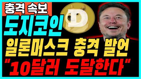 도지코인 전망 일론머스크 충격 발언 10달러 도달합니다 Youtube